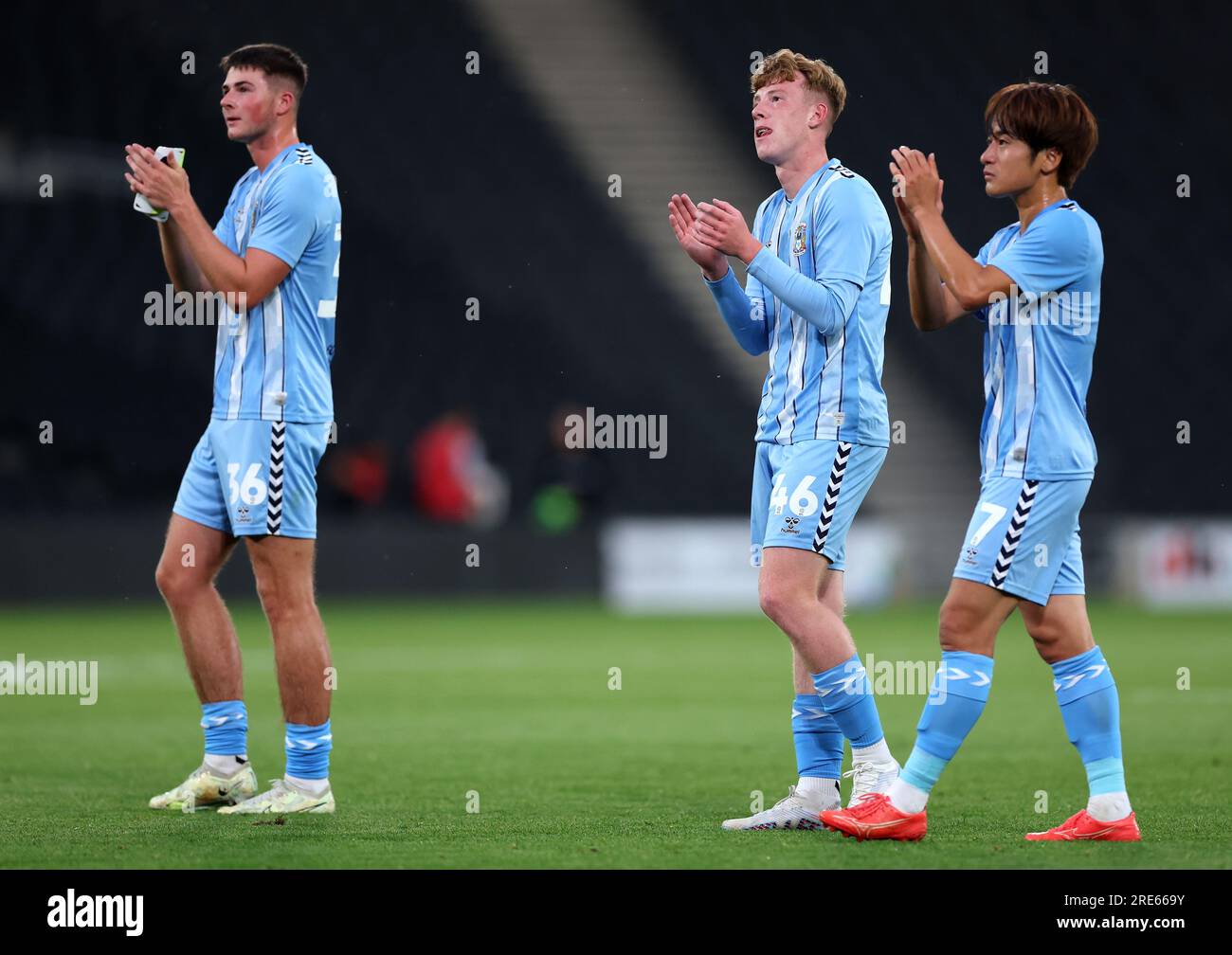 Coventry City's Ryan Howley, Bradley Stretton, and Tatsuhiro Sakamoto ...