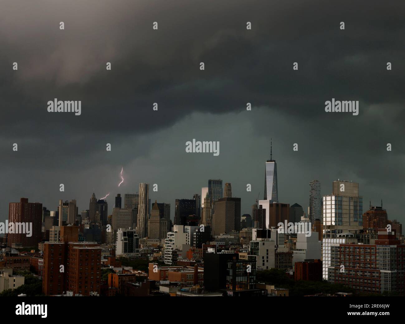 New York, United States. 25th July, 2023. A thunderstorm with lightning ...