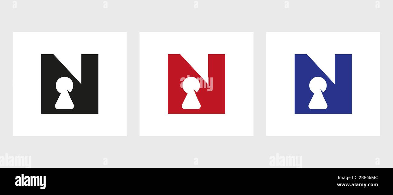 Letter N Key Hold Logo Design. Locked Icon, Security, Protection, Safe ...