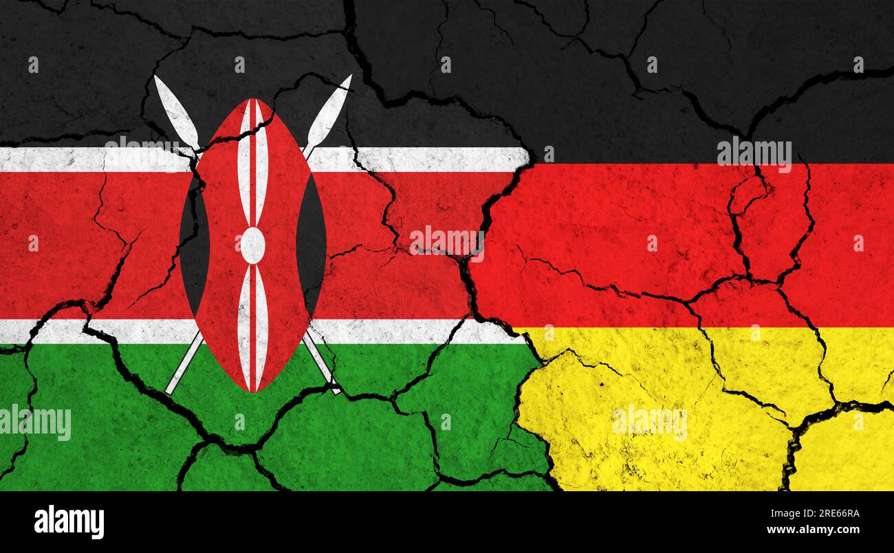 Flags of Kenya and Germany on cracked surface - politics, relationship ...