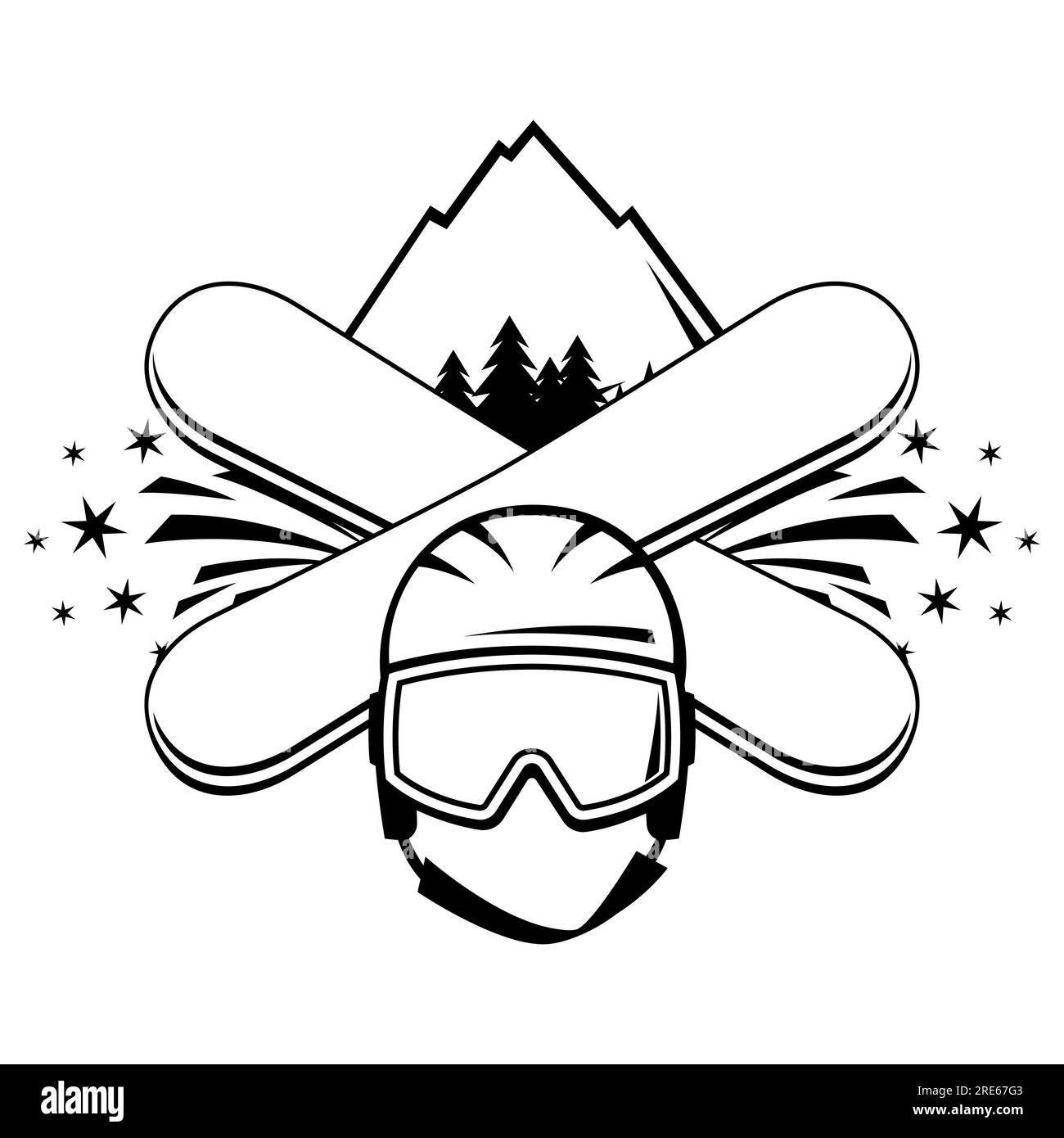 Emblem with snowboarding symbols. Winter sport label or emblem Stock ...