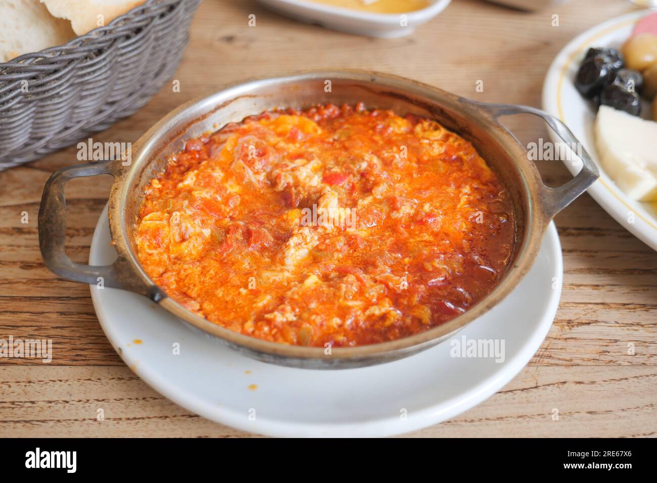 Turkish Menemen omelet in a frying pan Stock Photo - Alamy