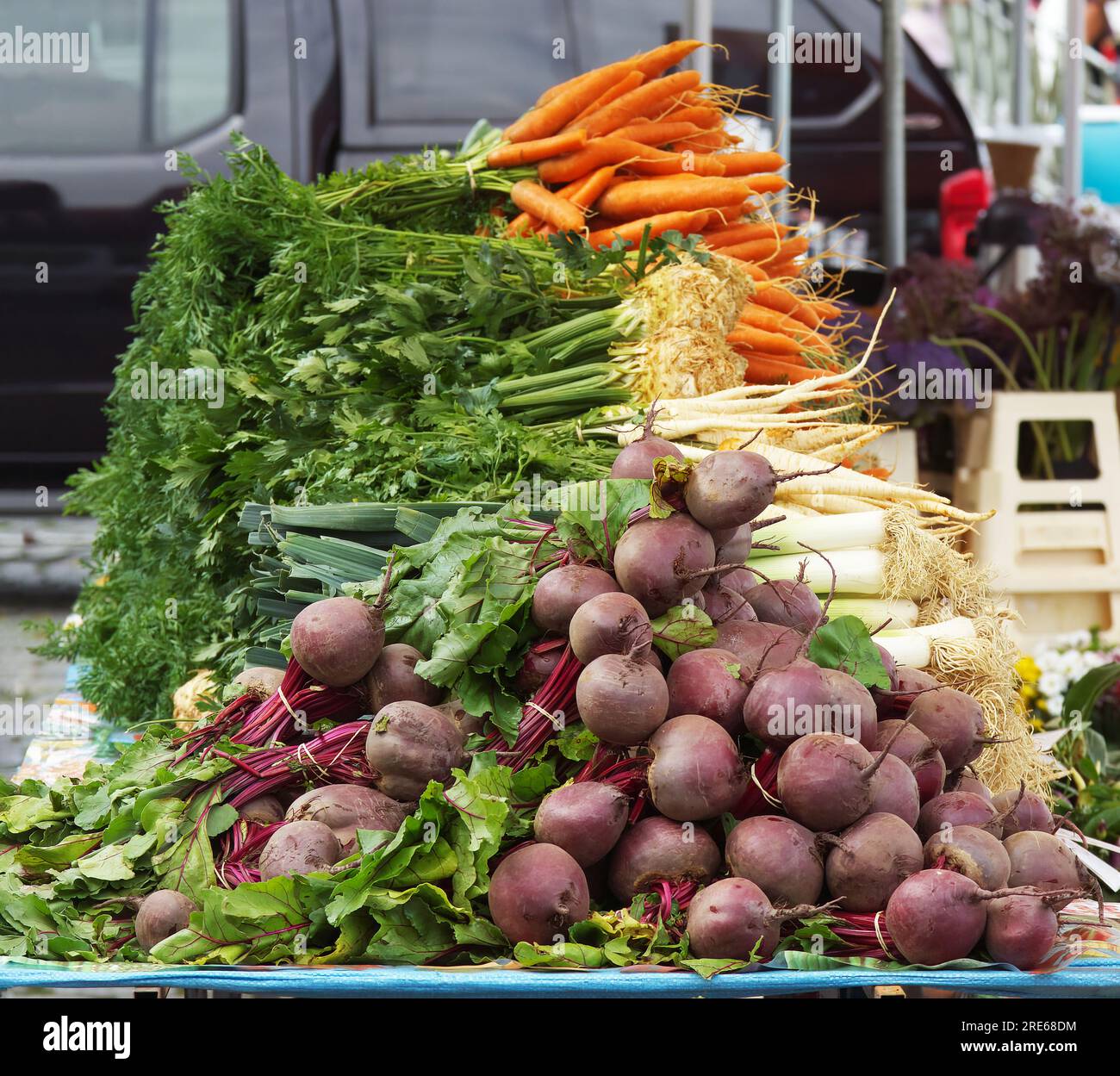 Selling vegetables at Naplavka farmers street food market, Prague ...