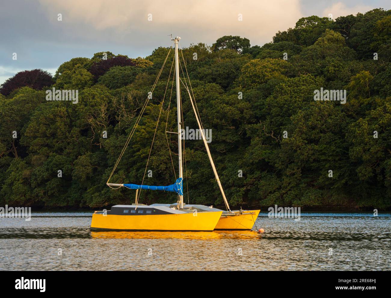 Yacht moored at Devoran Stock Photo - Alamy