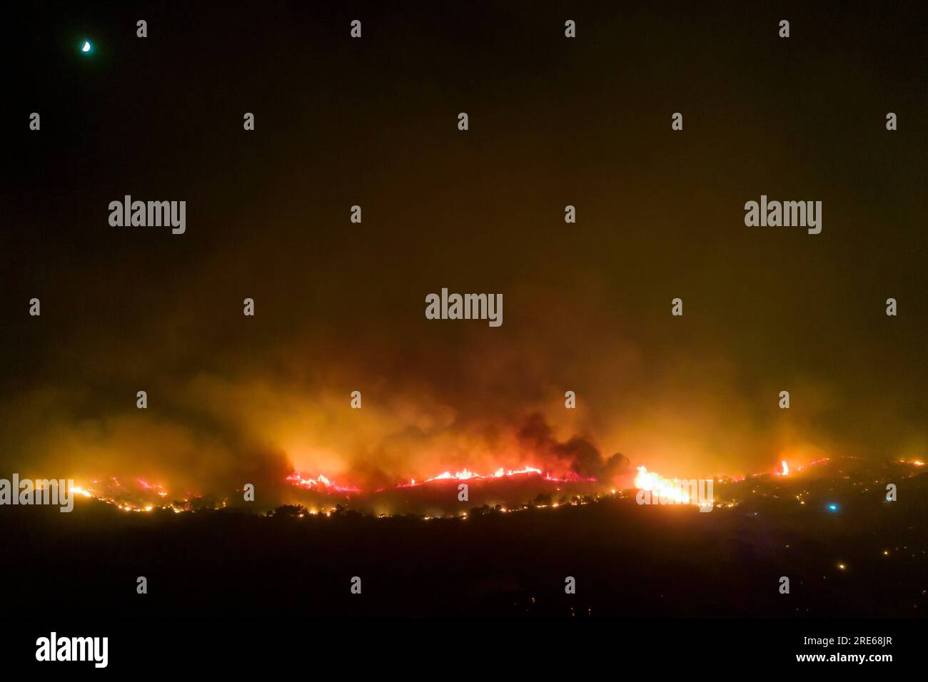 Gennadi, Greece. 25th July, 2023. Above the village of Gennadi, huge ...