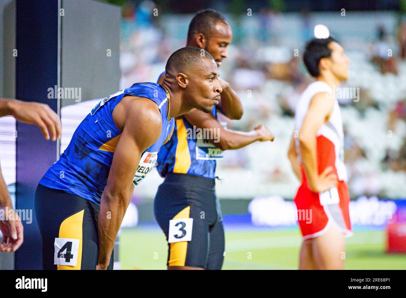 Wilhelm Belocian seen before the men 110 metres hurdles sprint race ...
