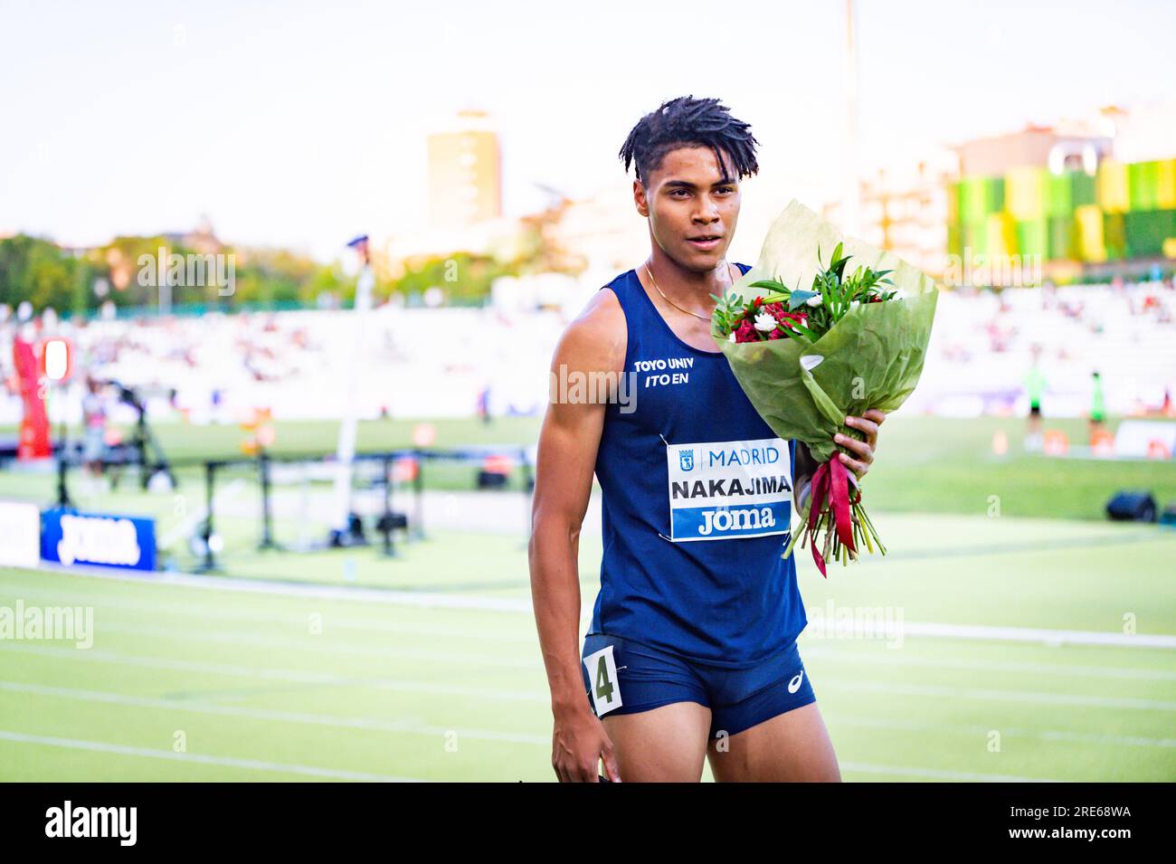Yuki Joseph Nakajima seen after winning the men 400 metres sprint race ...