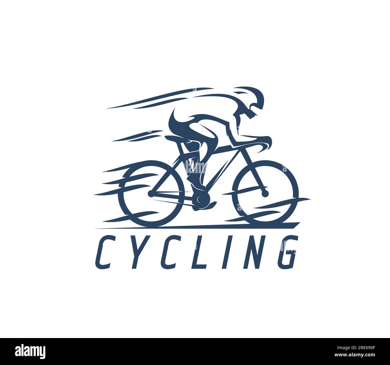 Cycling sport icon, bike racer silhouette of bicycle and cyclist ...