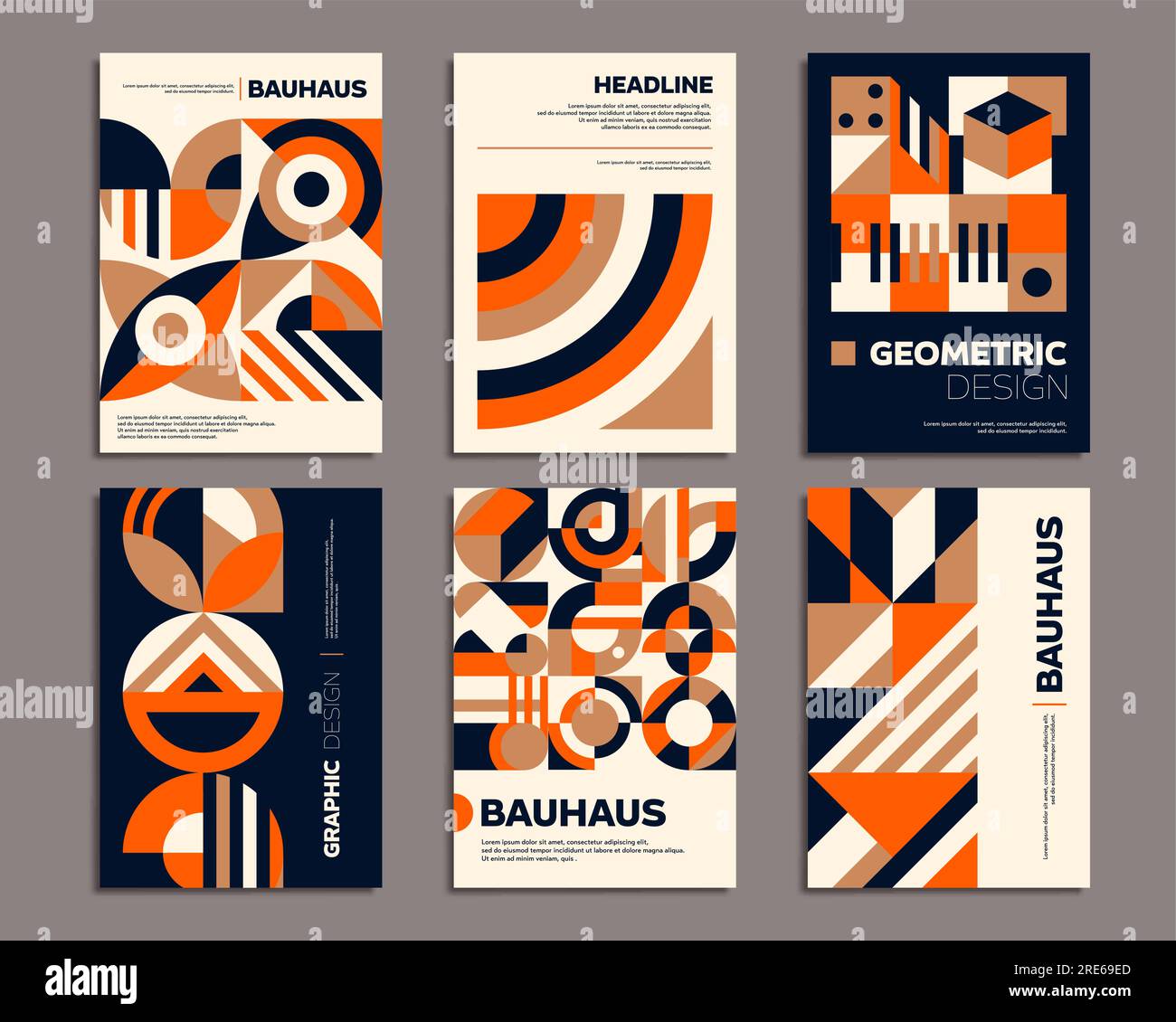 Bauhaus posters with geometric abstract patterns, vector backgrounds or ...