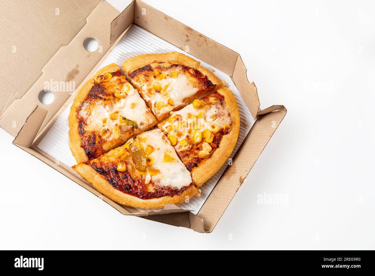 Pizza in a cardboard box against a white background Stock Photo - Alamy