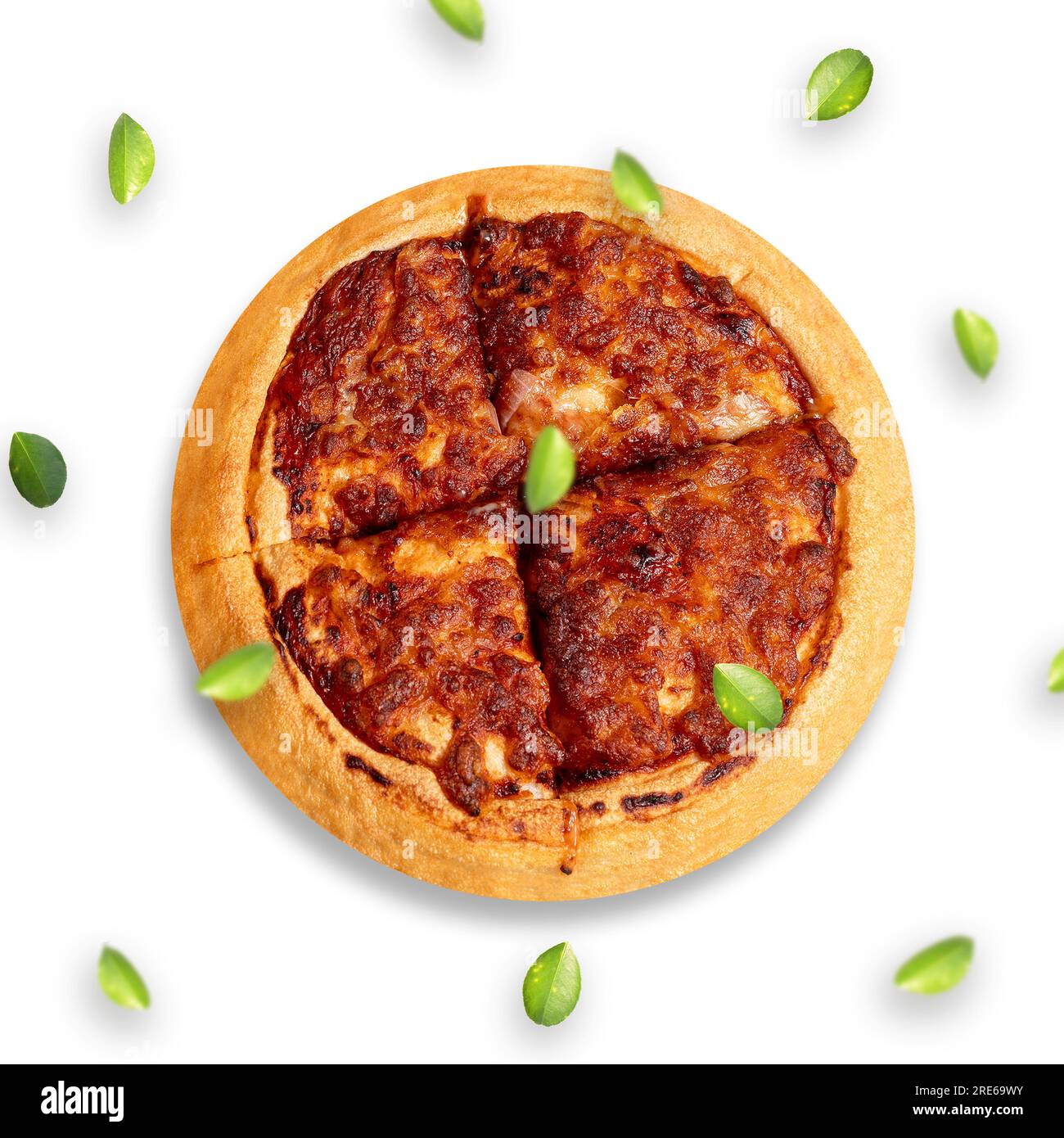 Margherita pizza isolated on white background. Pizza delivery. Fly ...