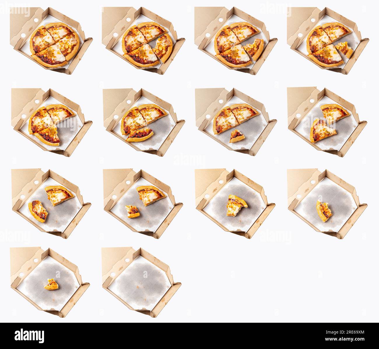 Set of pizza in paper box isolated on white background Stock Photo - Alamy