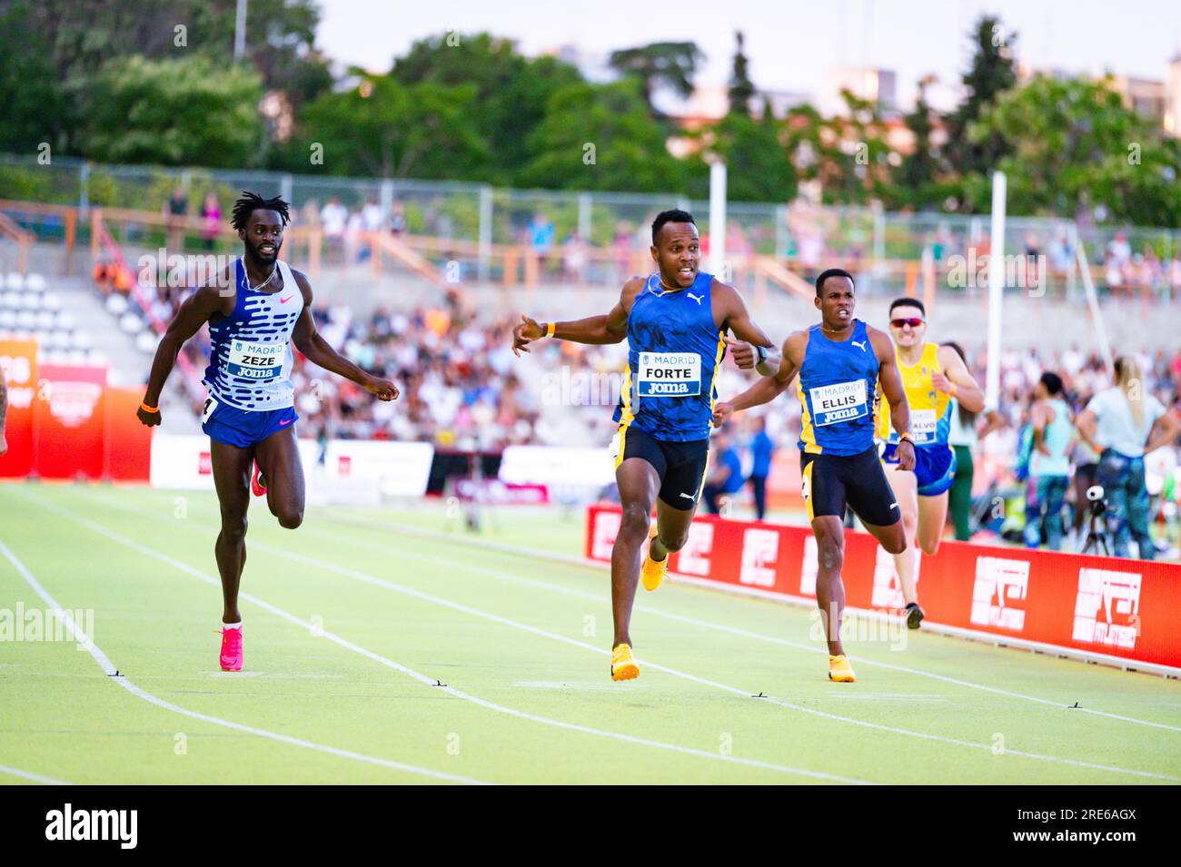 Madrid, Spain. 22nd July, 2023. Ryan Zeze (R), Julian Forte (C), Nigel ...