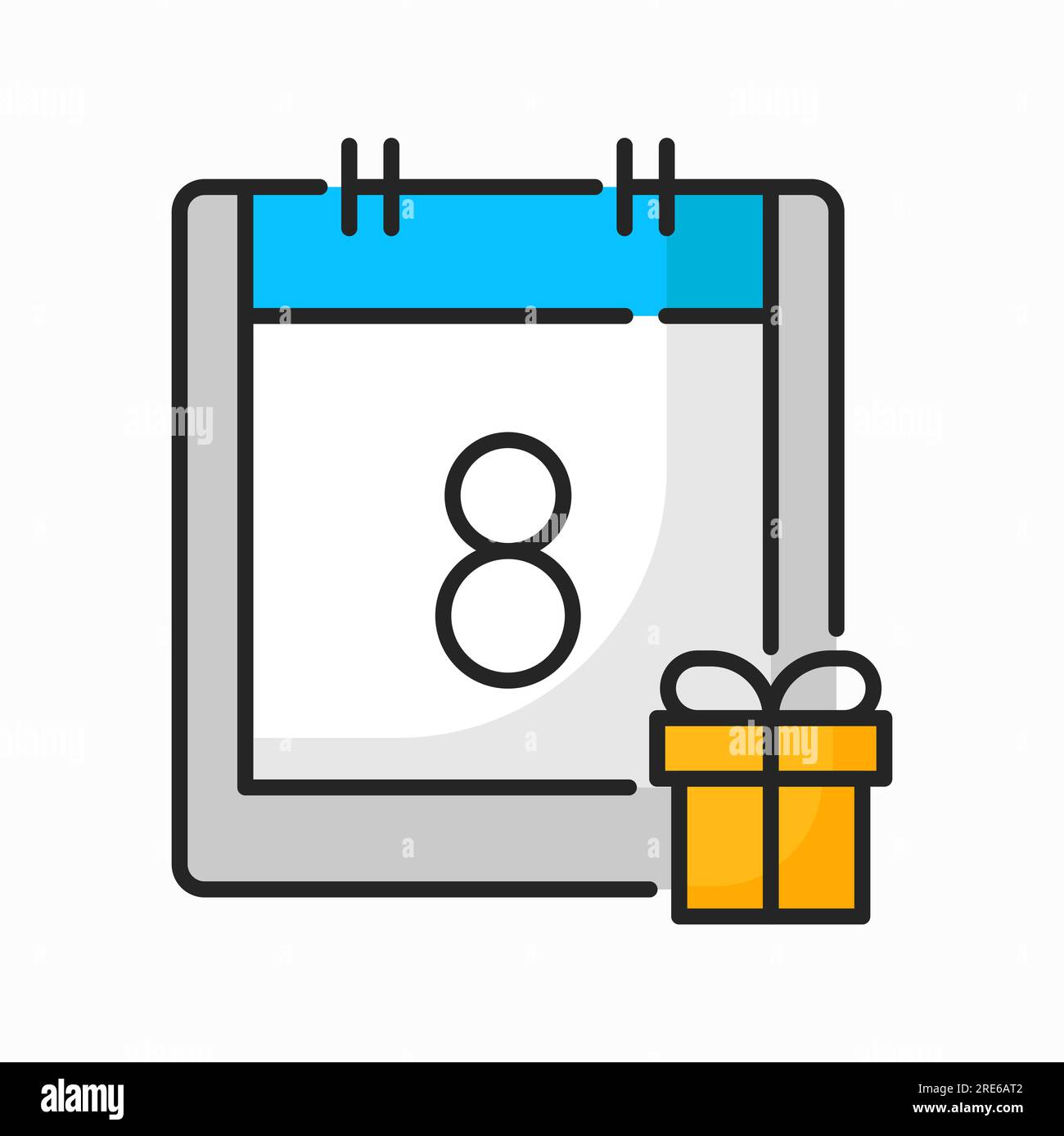 Birthday notification isolated calendar planner line icon. Vector save ...