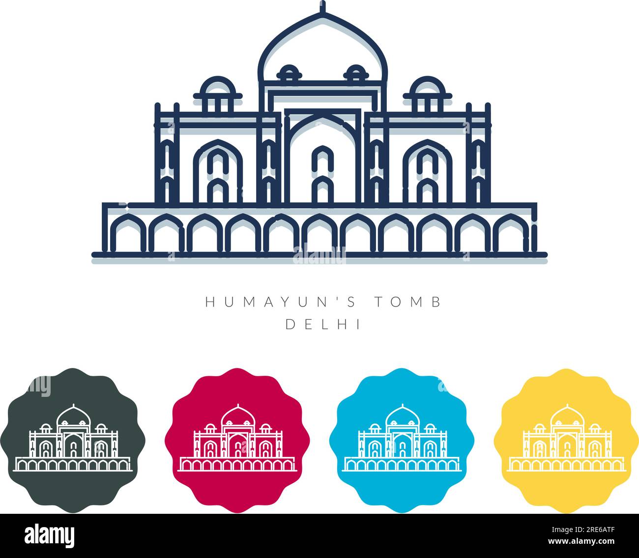 Humayun's Tomb - Delhi - Icon Illustration as EPS 10 File Stock Vector ...