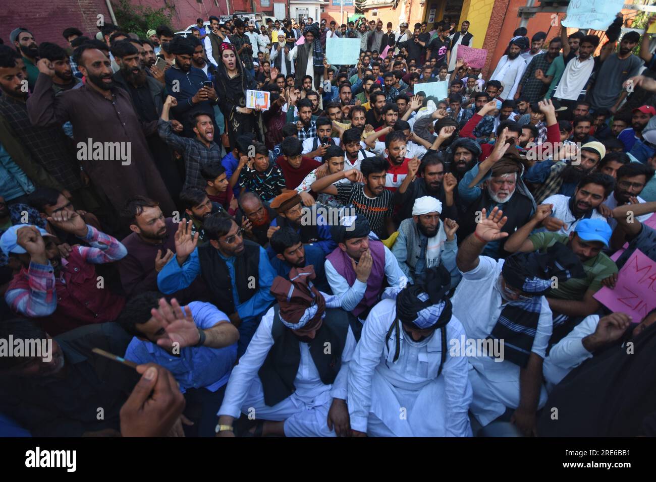 Srinagar, India. 25th July, 2023. Members of the Gujjars and Bakerwals ...