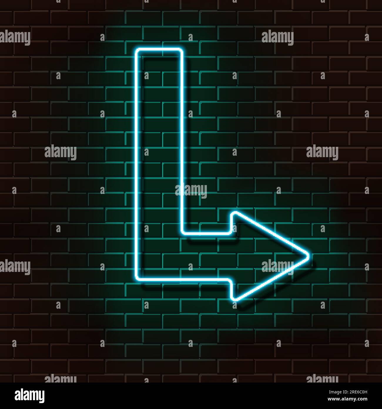 Neon blue arrow on a brick wall. Vector Illustration Stock Vector Image ...