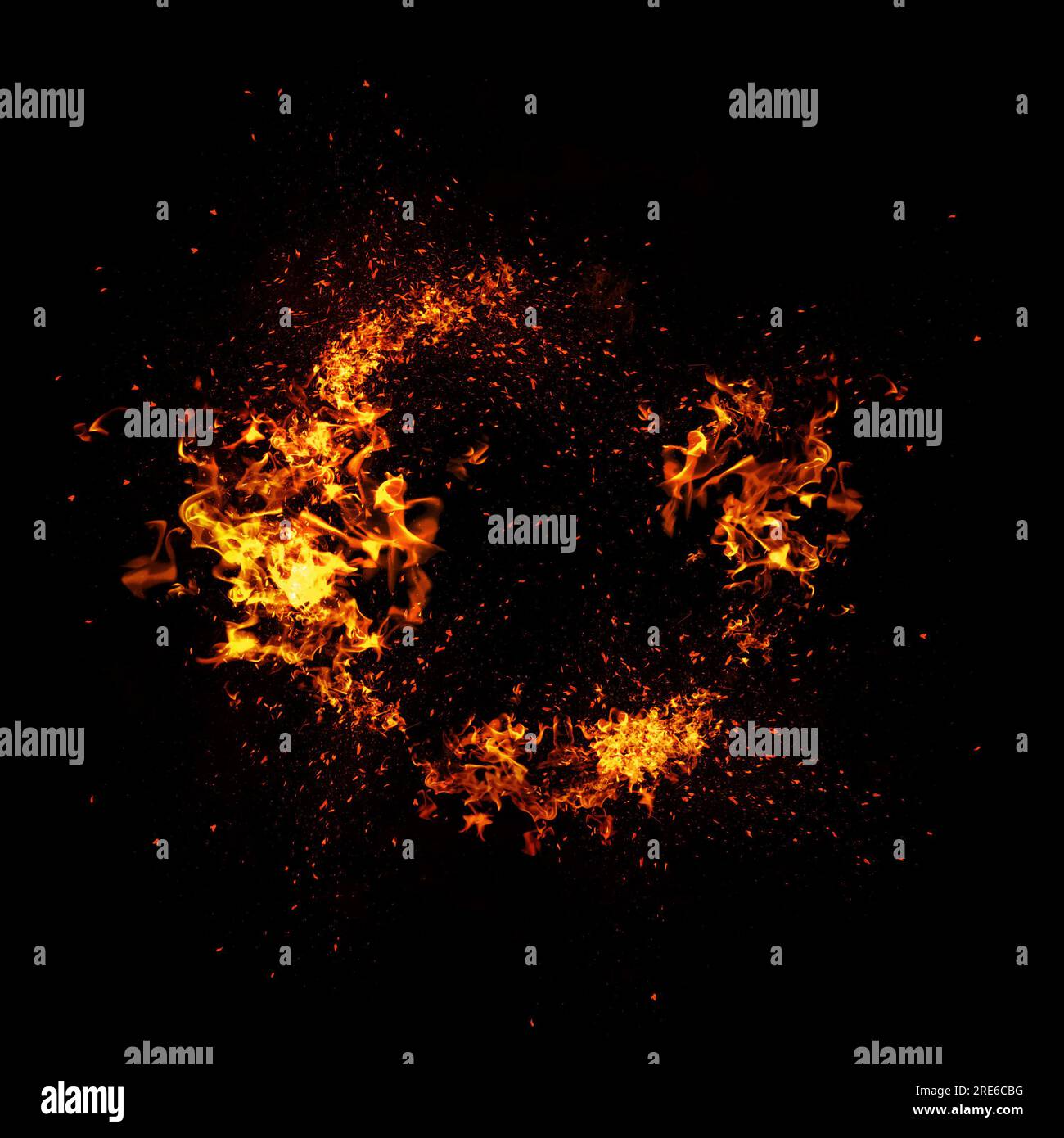 Fire flames isolated on black background. Abstract blaze fire texture ...