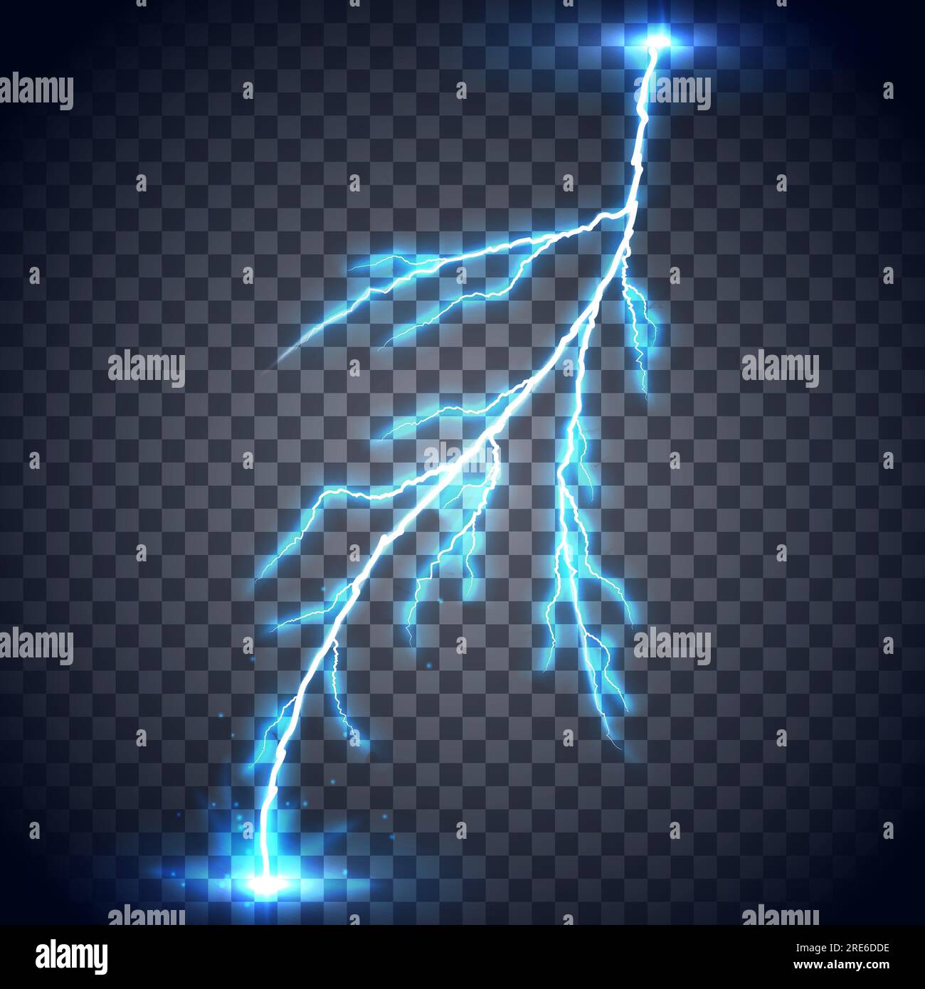 Realistic lightning isolated on a transparent background. Natural ...