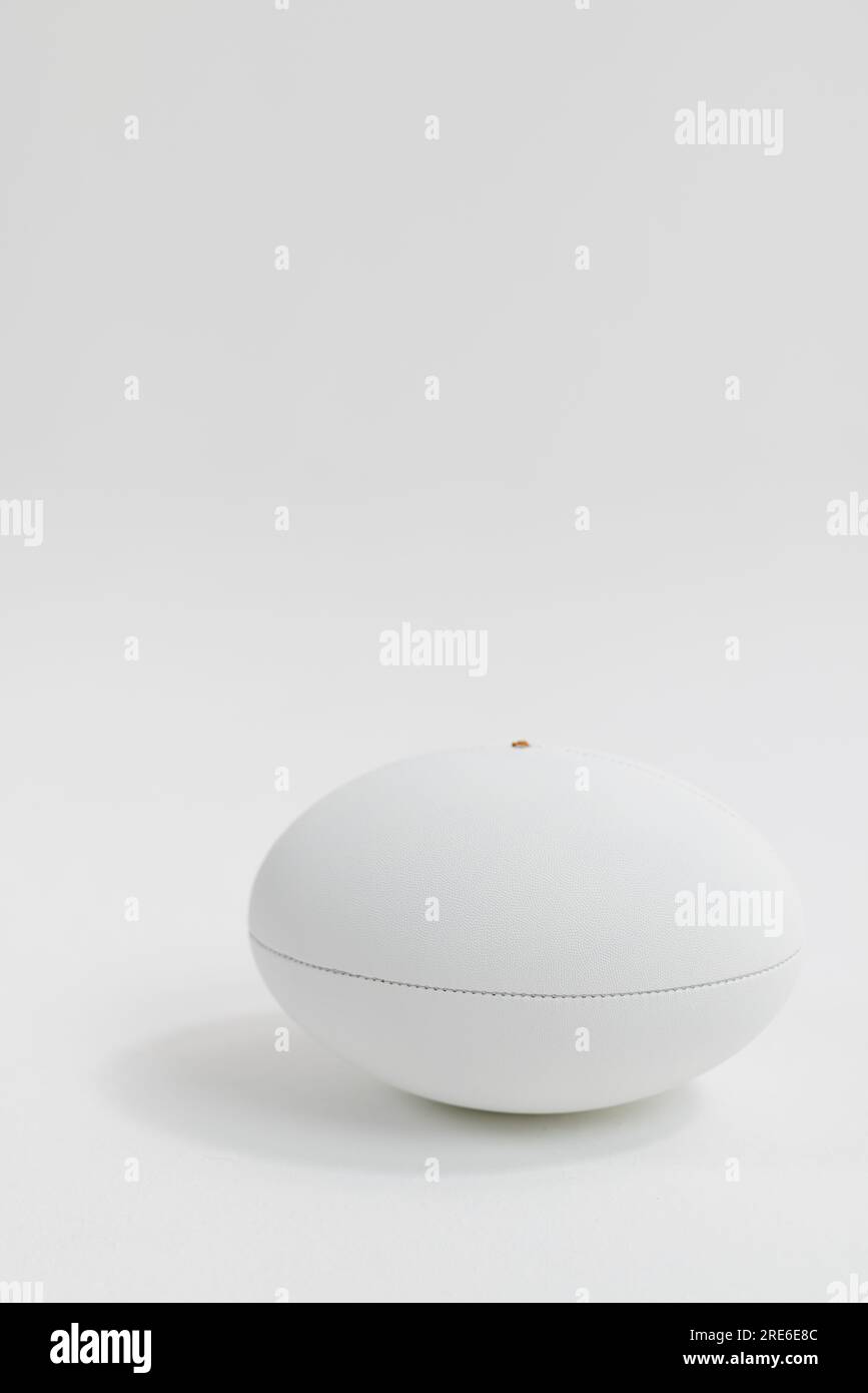 White rugby ball with copy space on white background Stock Photo - Alamy