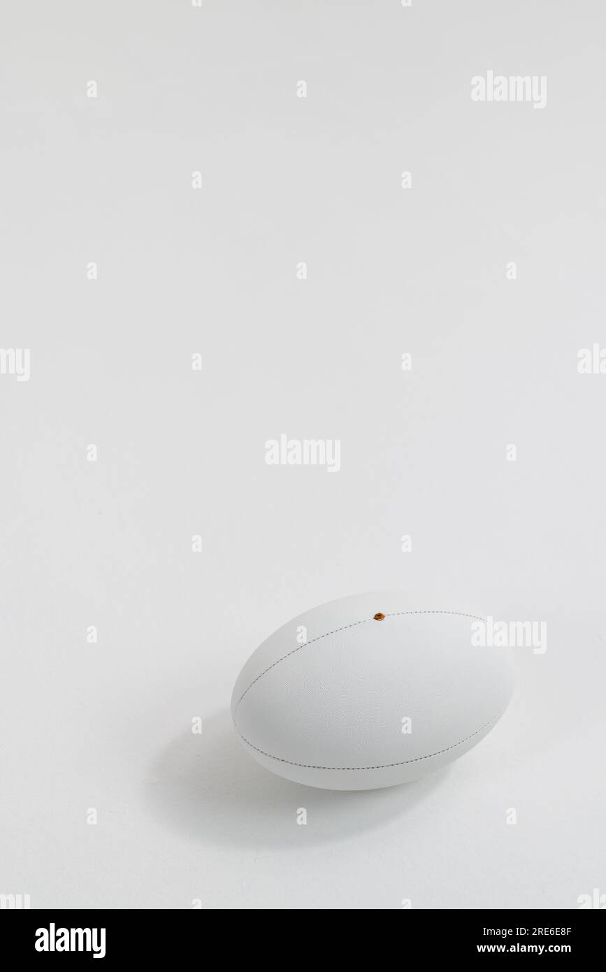 White rugby ball with copy space on white background Stock Photo - Alamy