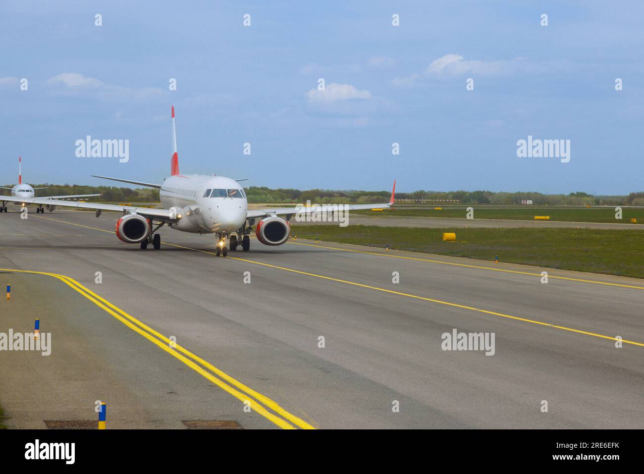 At present, aircraft on runway is getting ready for its scheduled ...