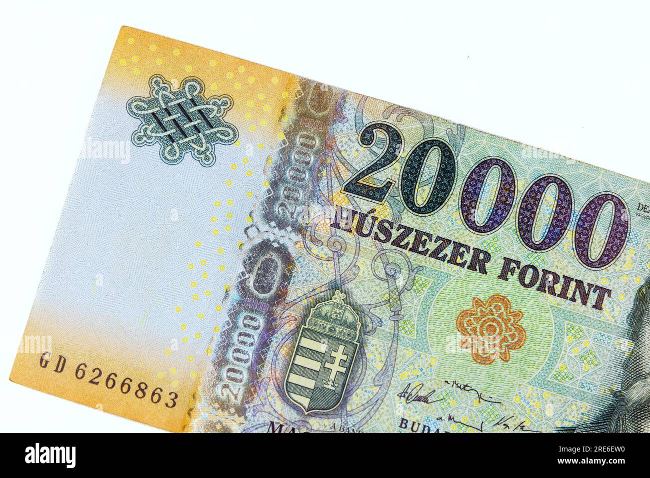 Detailed of twenty thousand forint cash banknote, which is commonly ...