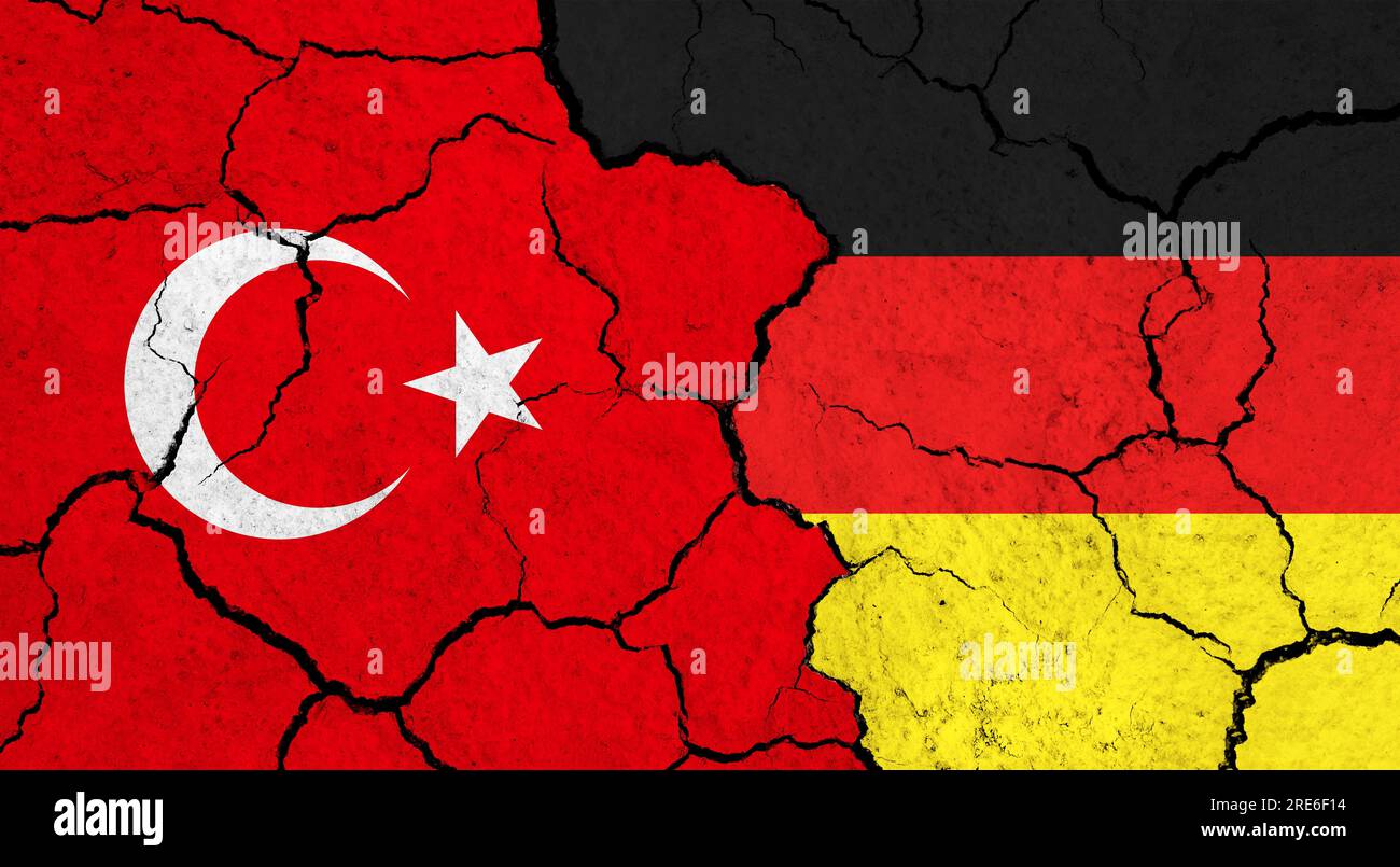 Flags of Turkey and Germany on cracked surface - politics, relationship ...