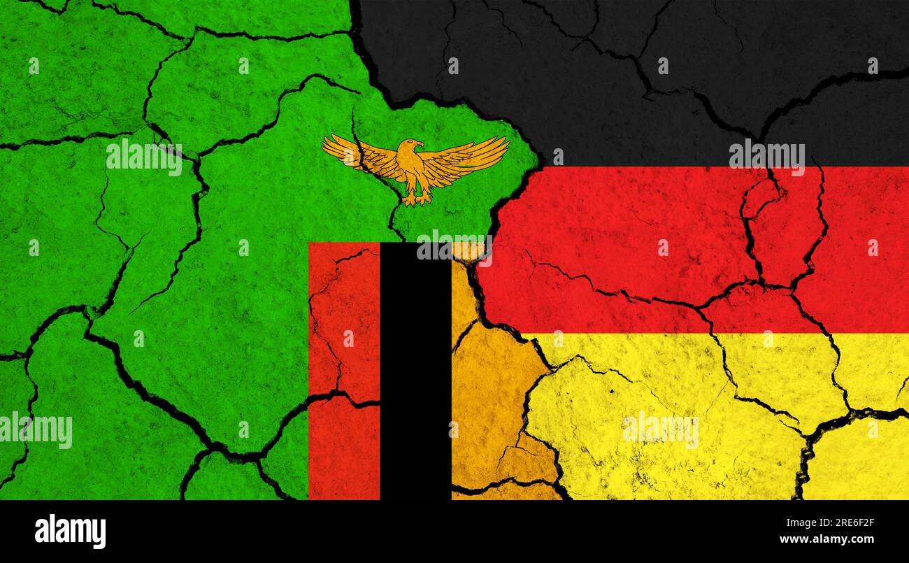 Flags of Zambia and Germany on cracked surface Stock Photo - Alamy