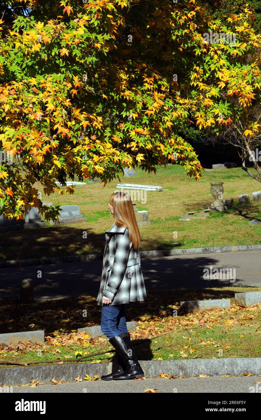 Female visitor admires the changing trees as she visits the famous ...
