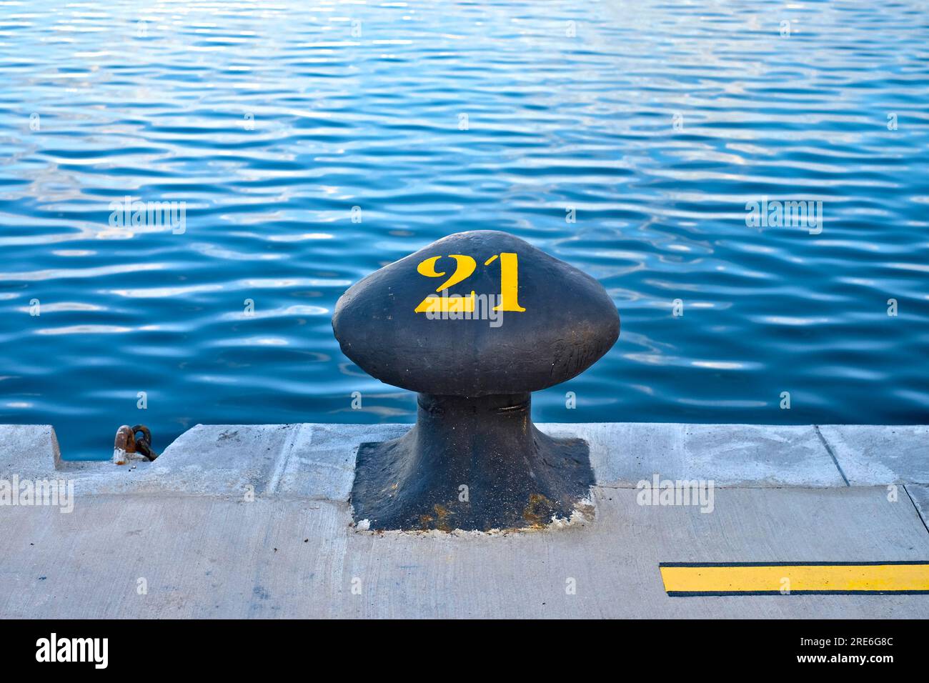 Number 21, twenty-one, stencil yellow digit painted on a big commercial ...