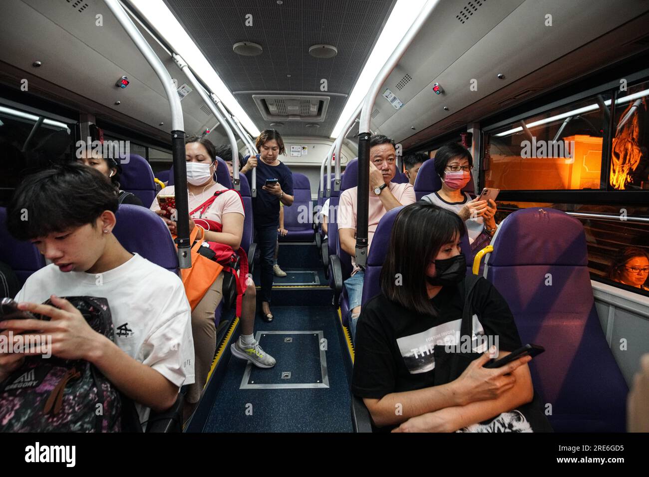 People take bus in Macao Special Administrative Region. Daily life in ...