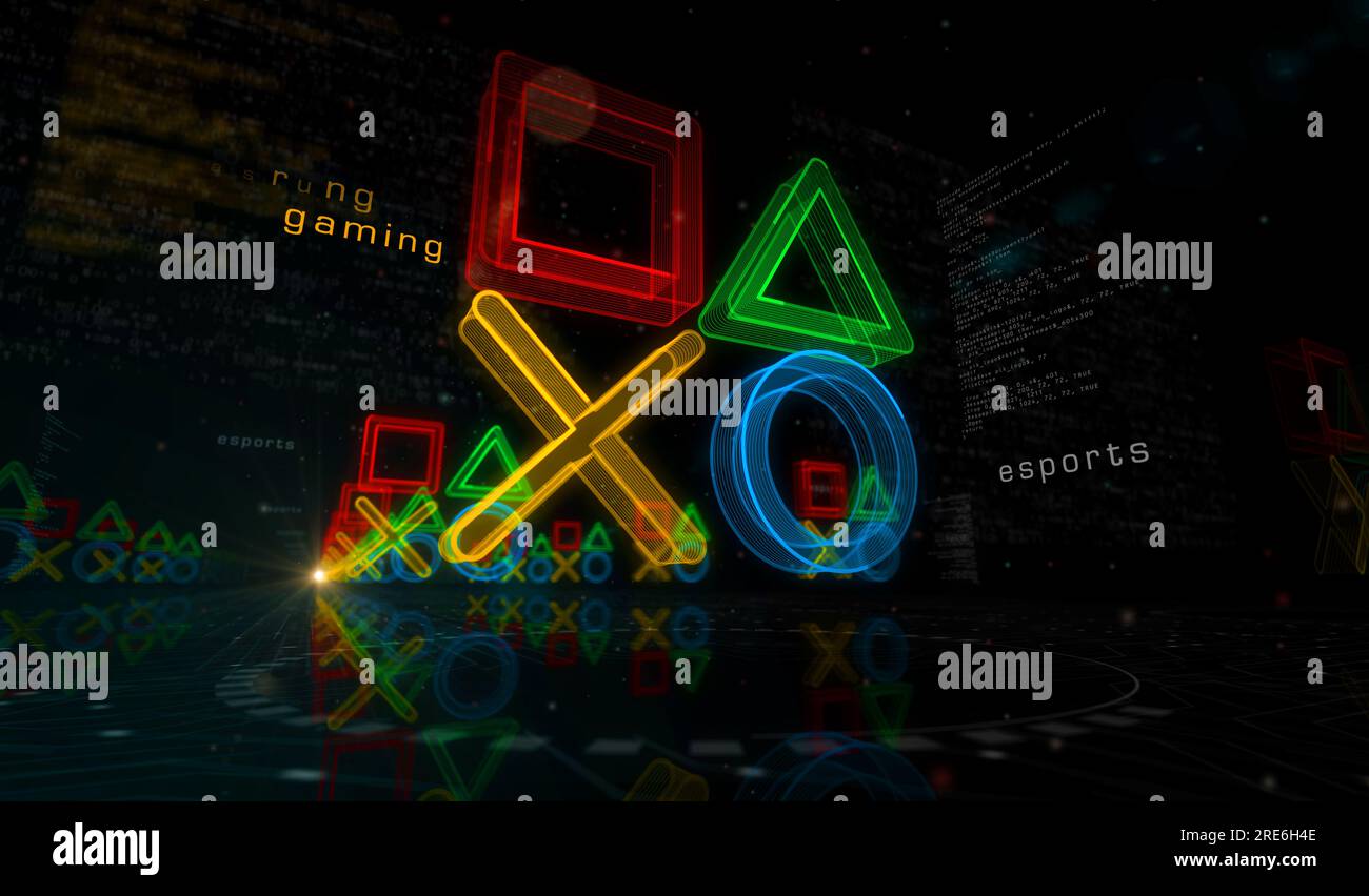 Joystick gaming console video play and cyber esports symbol digital ...