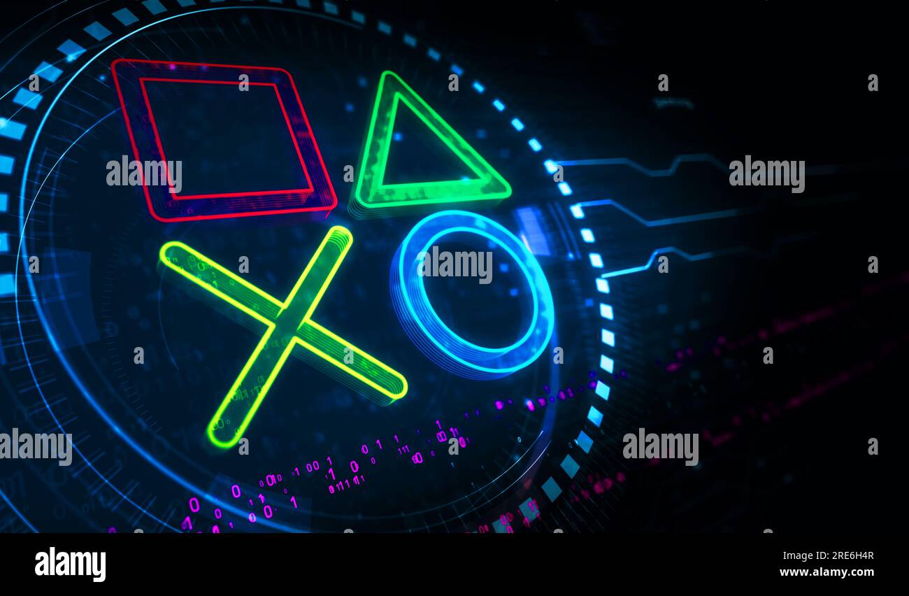 Joystick gaming console video play and cyber esports symbol digital ...