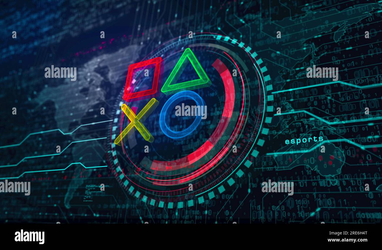 Joystick gaming console video play and cyber esports symbol digital ...