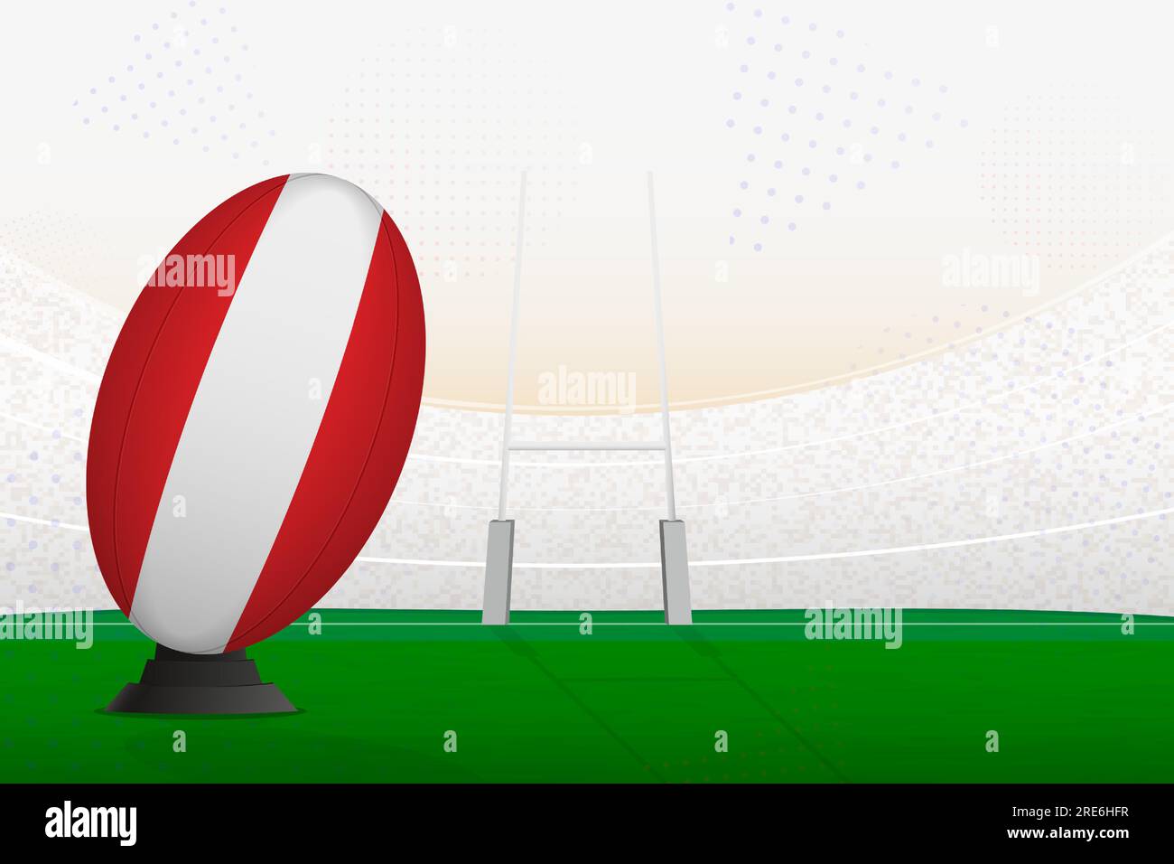 Austria national team rugby ball on rugby stadium and goal posts ...