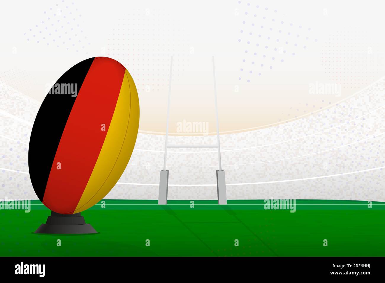 Germany national team rugby ball on rugby stadium and goal posts ...