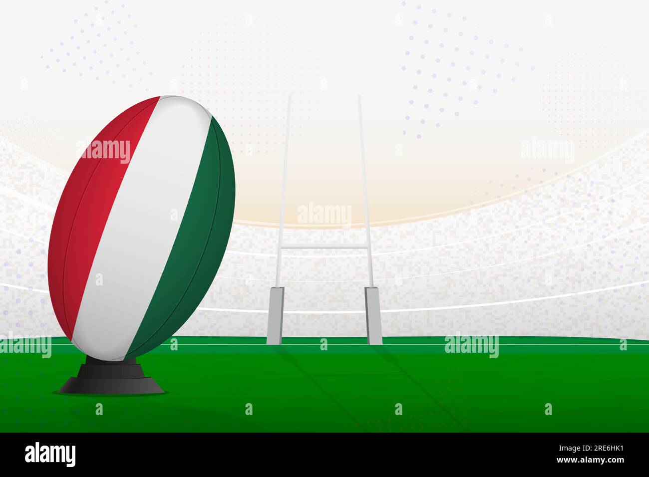 Hungary national team rugby ball on rugby stadium and goal posts ...