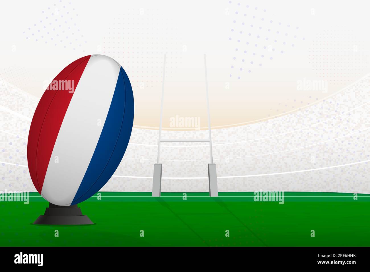 Netherlands national team rugby ball on rugby stadium and goal posts ...