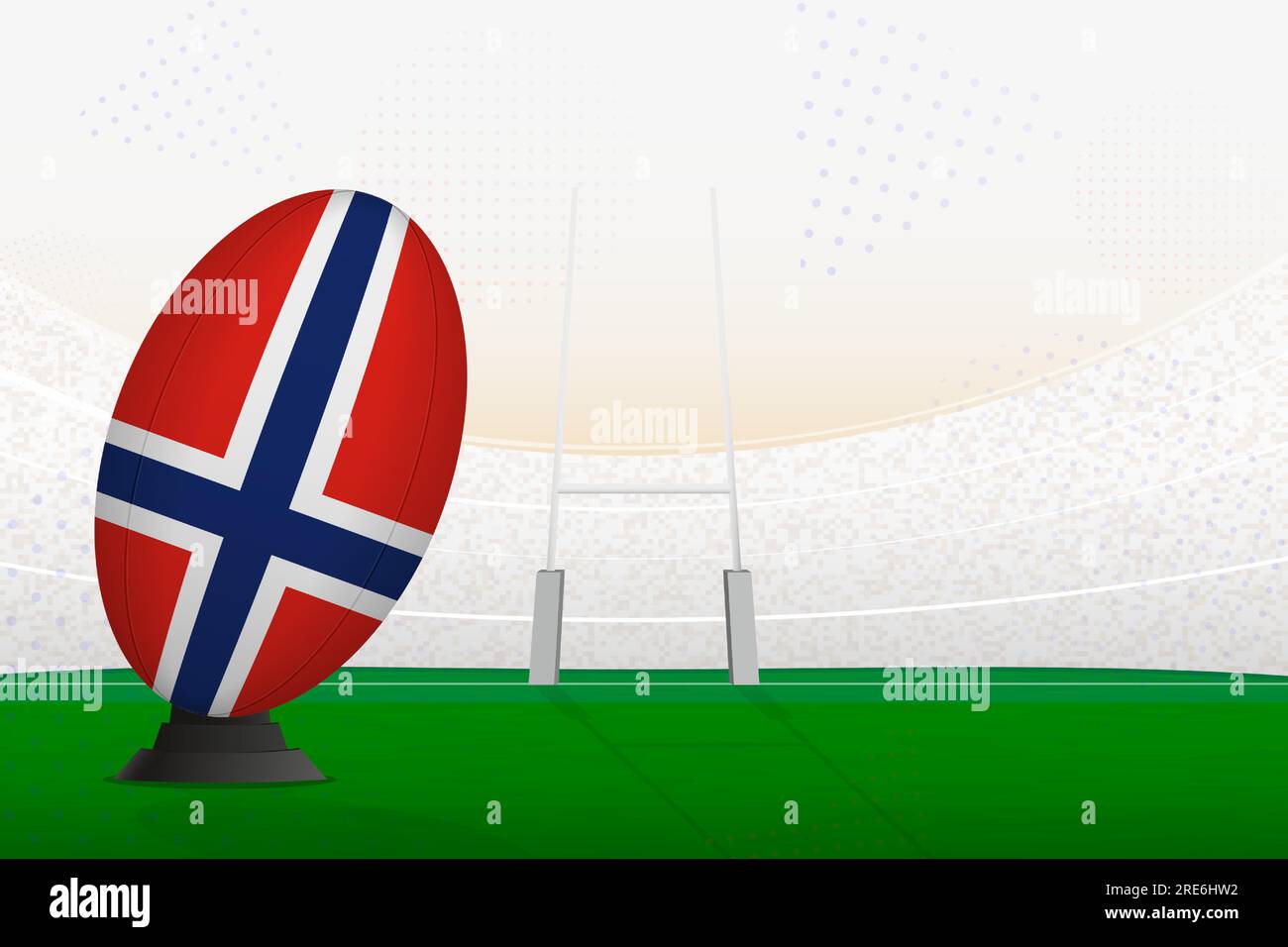 Norway national team rugby ball on rugby stadium and goal posts ...