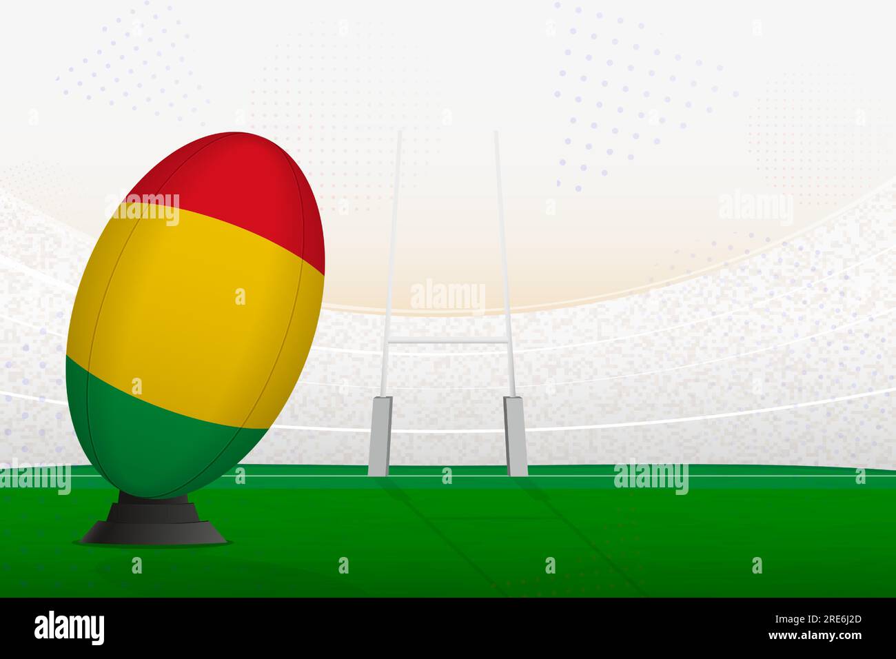 Mali national team rugby ball on rugby stadium and goal posts ...