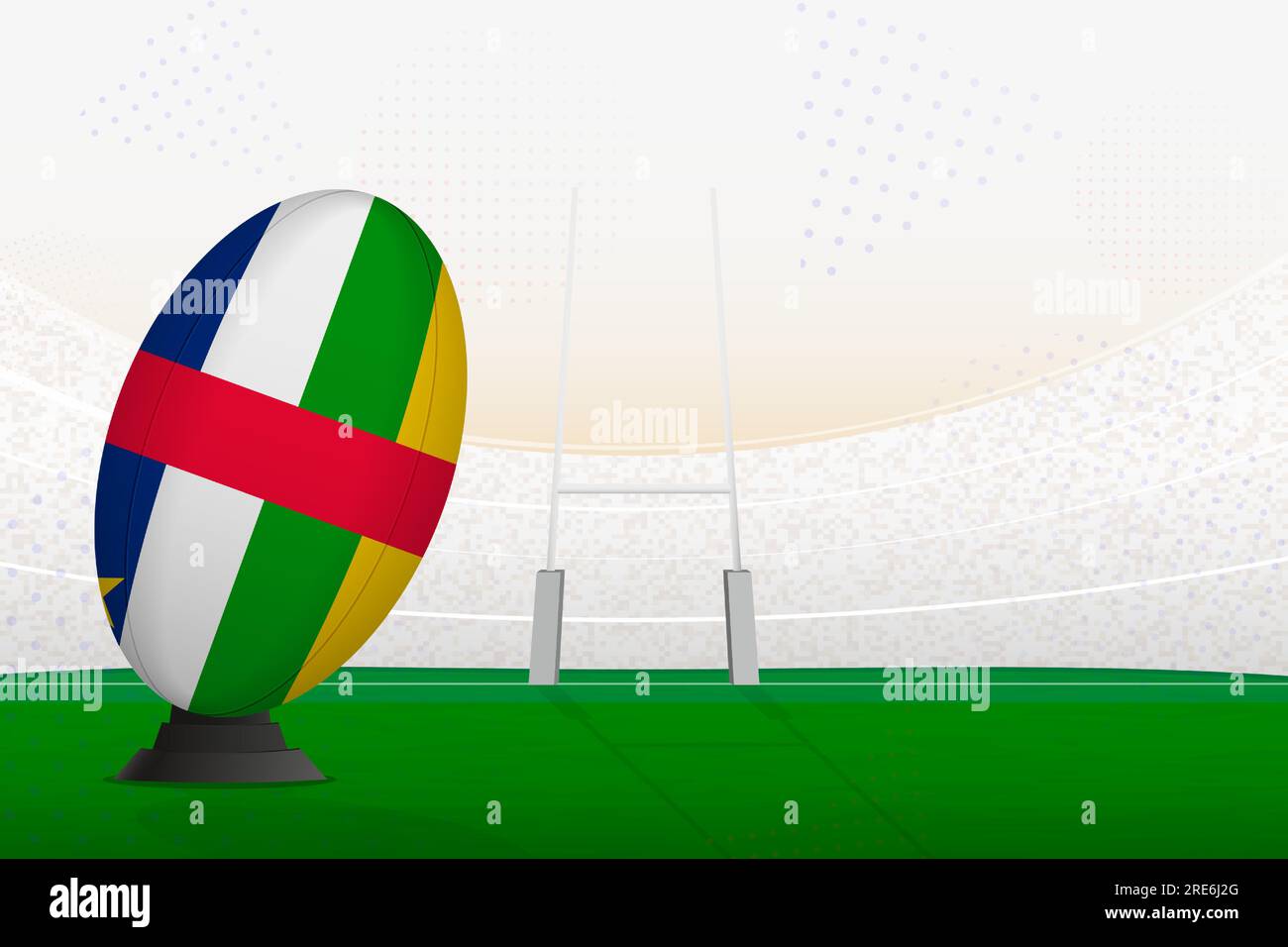 Central African Republic national team rugby ball on rugby stadium and ...