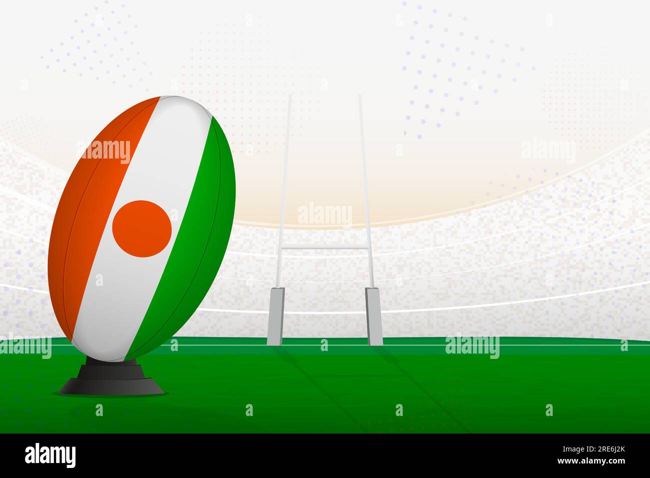 Niger national team rugby ball on rugby stadium and goal posts ...