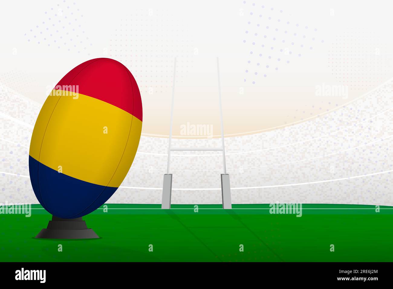 Chad national team rugby ball on rugby stadium and goal posts ...