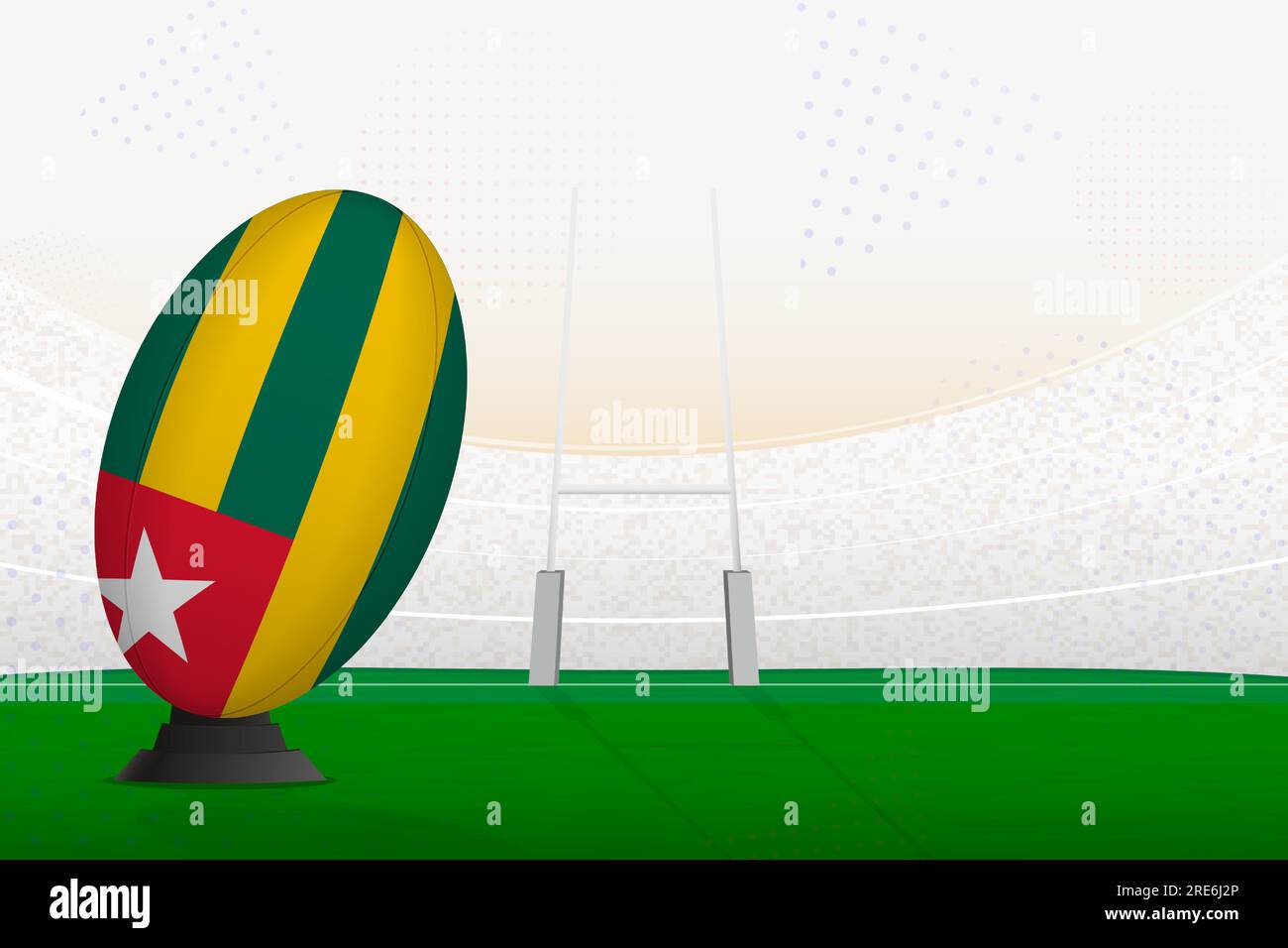 Togo national team rugby ball on rugby stadium and goal posts ...