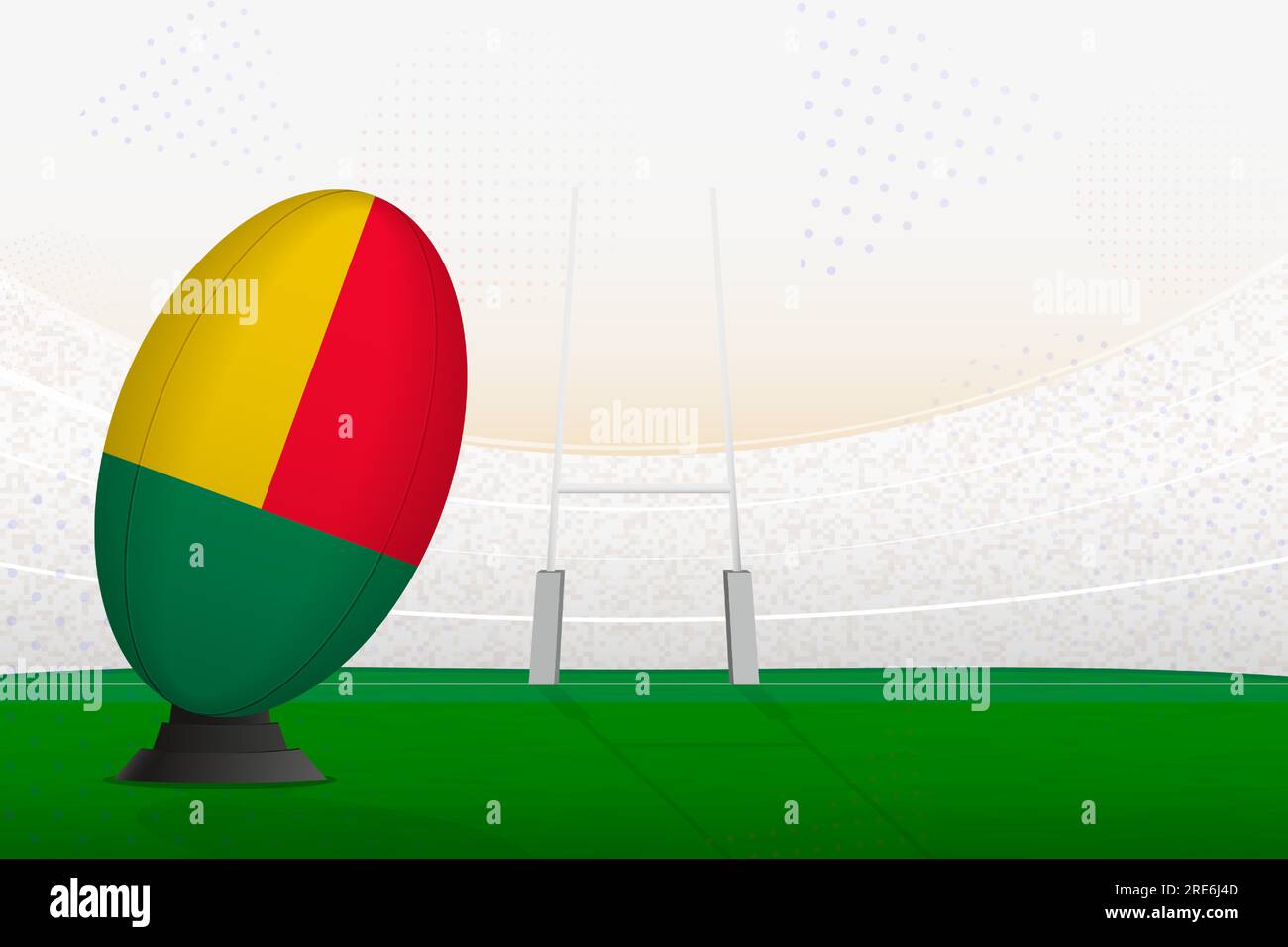 Benin national team rugby ball on rugby stadium and goal posts ...