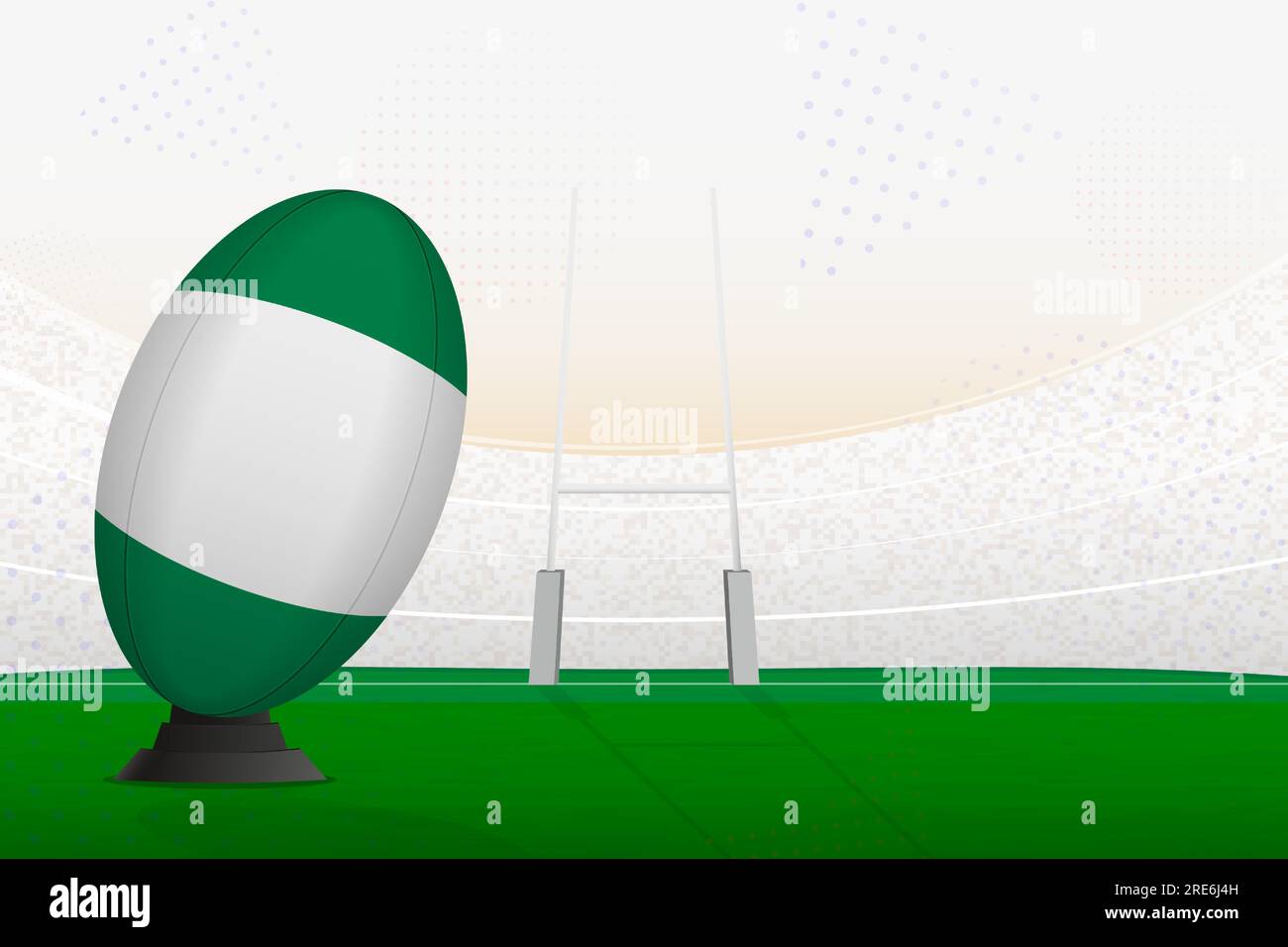 Nigeria national team rugby ball on rugby stadium and goal posts ...