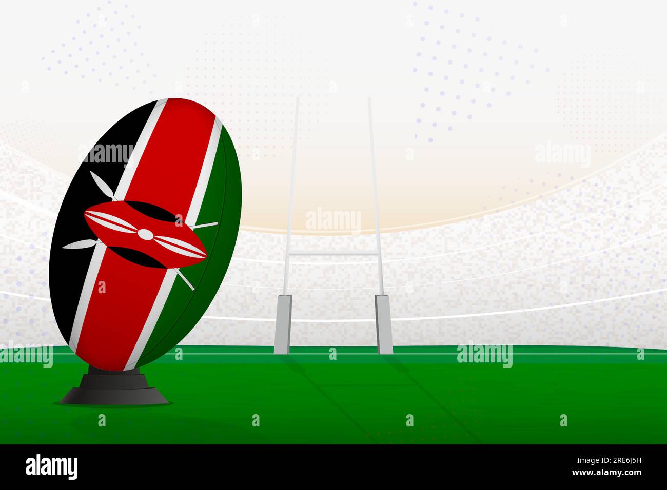 Kenya national team rugby ball on rugby stadium and goal posts ...