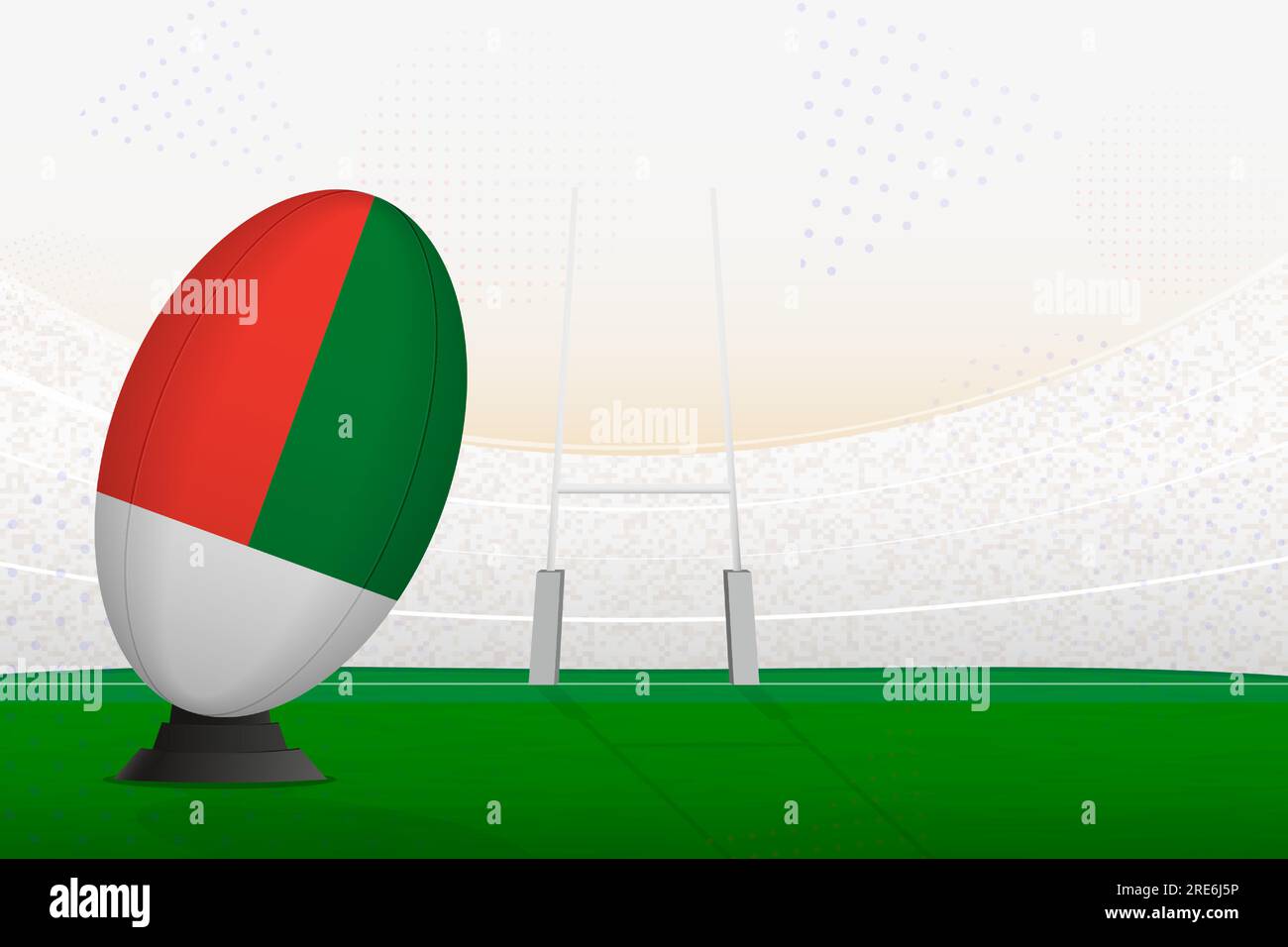 Madagascar national team rugby ball on rugby stadium and goal posts ...