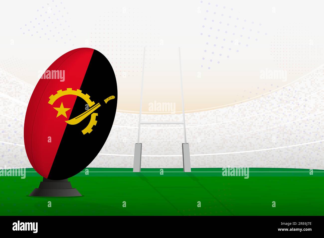 Angola national team rugby ball on rugby stadium and goal posts ...